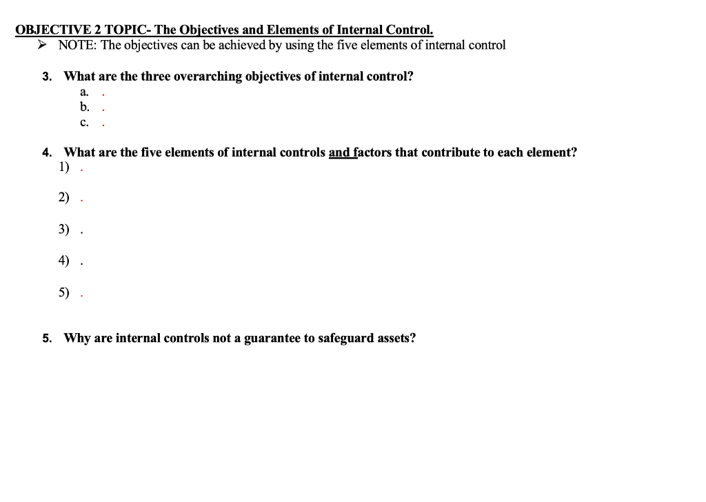 Solved OBJECTIVE 2 TOPIC- The Objectives and Elements of | Chegg.com