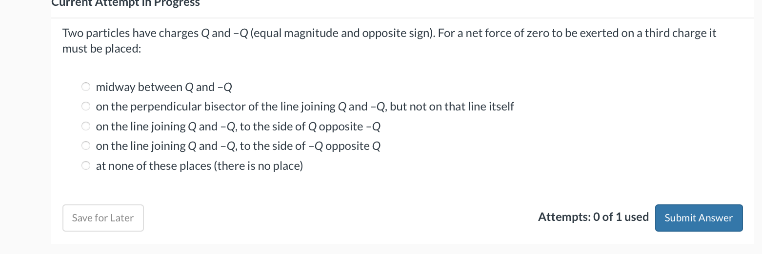 Solved Two particles have charges \( ﻿Q \) ﻿and \( -Q | Chegg.com
