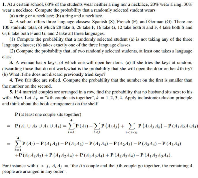 Solved I. At a certain school, 60% of the students wear | Chegg.com