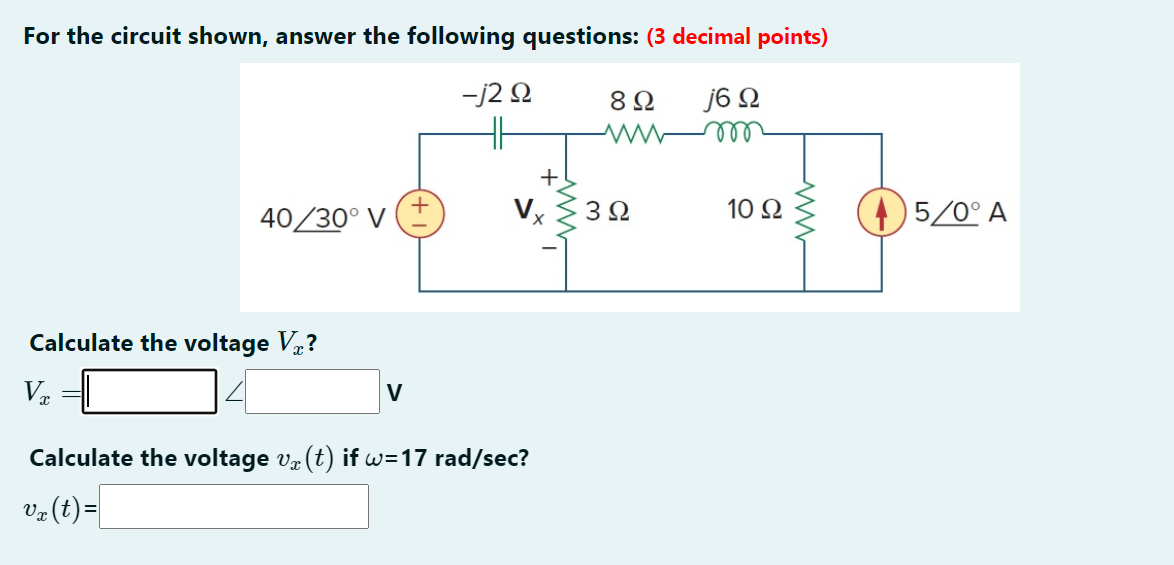 Solved For the circuit shown, answer the following | Chegg.com