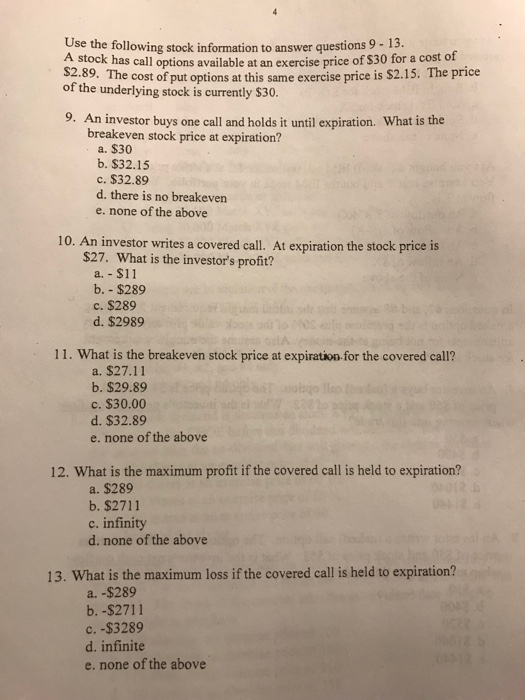Solved Use the following stock information to answer | Chegg.com