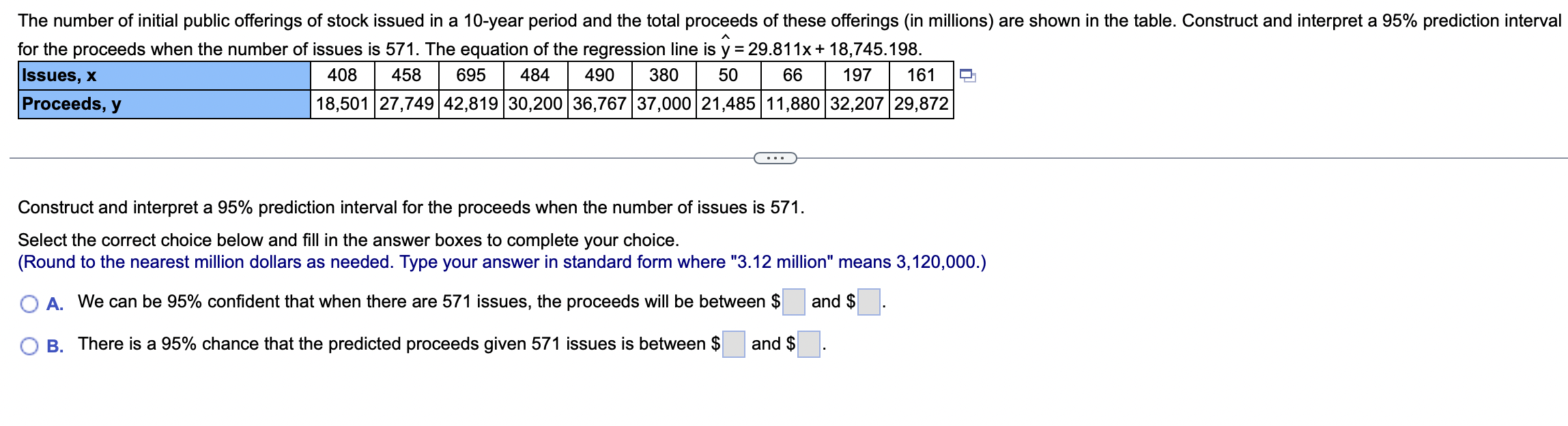 Solved Construct and interpret a 95% prediction interval for | Chegg.com
