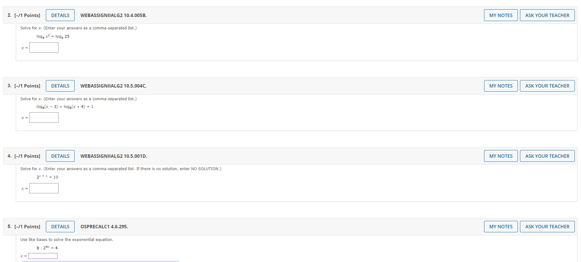 Solved 2. (-/1 Points] DETAILS WEBASSIGNIIALG2 10.4.005B. MY | Chegg.com