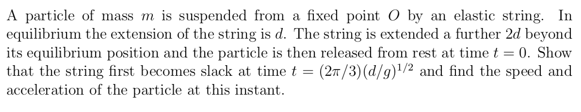 Solved A particle of mass m is suspended from a fixed point | Chegg.com