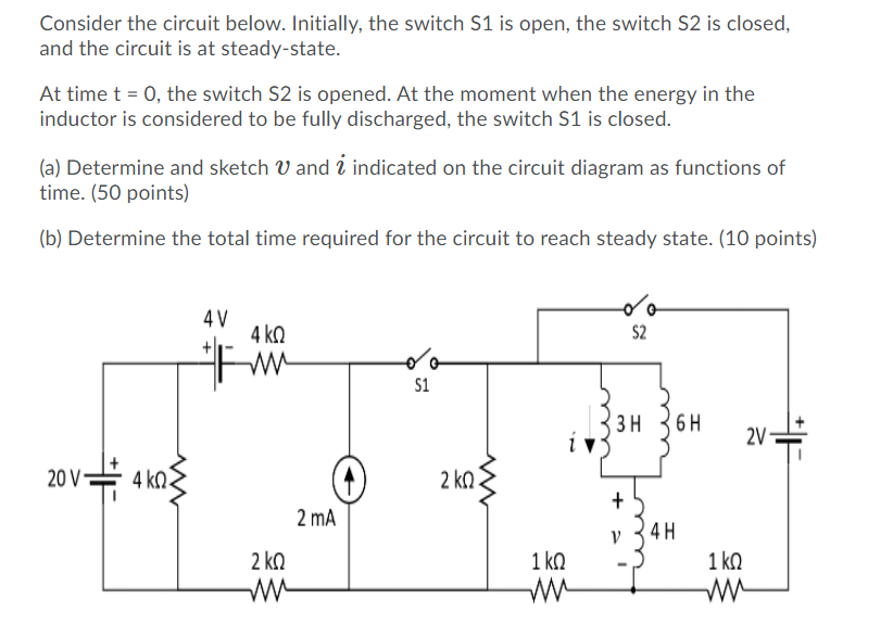 Solved Consider the circuit below. Initially, the switch S1 | Chegg.com