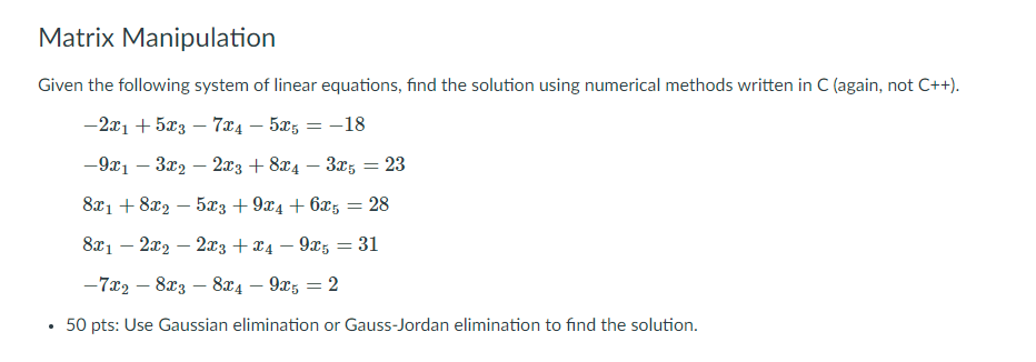 Solved Matrix Manipulation Given the following system of | Chegg.com