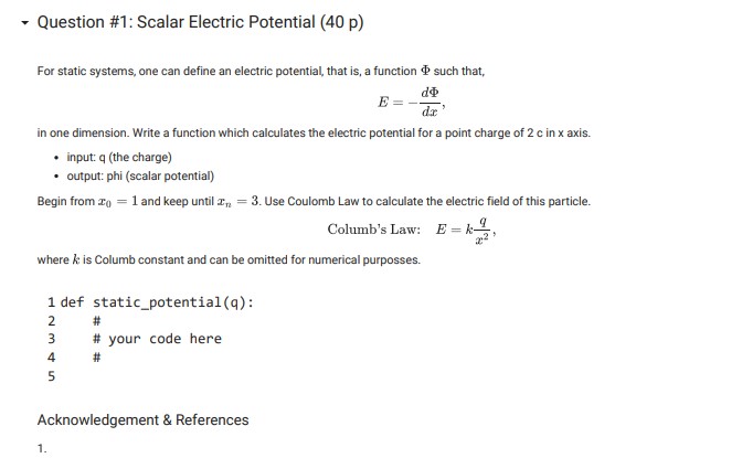 Solved Question \#1: Scalar Electric Potential (40 p) For | Chegg.com