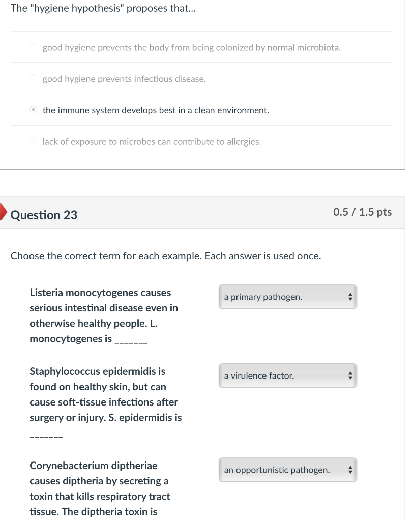 Solved The "hygiene hypothesis" proposes that... good | Chegg.com