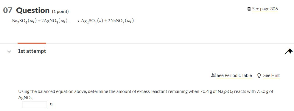 Solved 07 Question (1 point) e See page 306 | Chegg.com