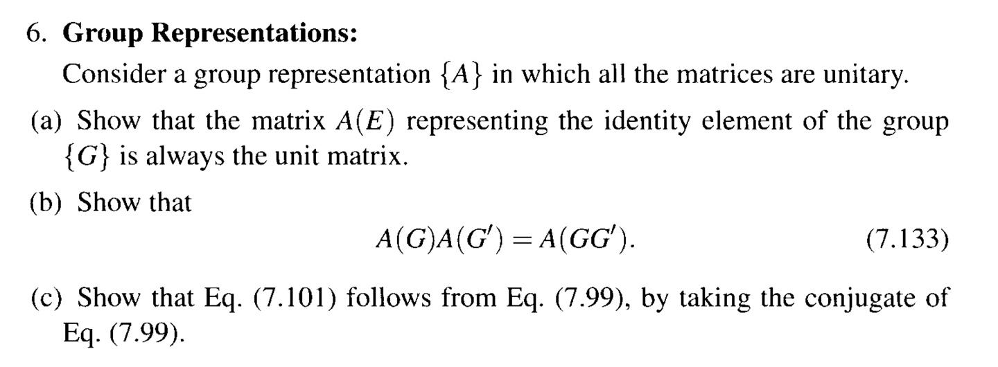 Solved 6. Group Representations: Consider a group | Chegg.com