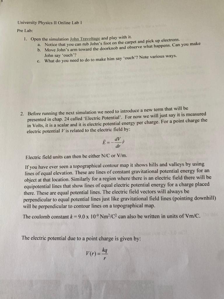 Solved University Physics II Online Lab 1 Pre Lab: 1. Open | Chegg.com