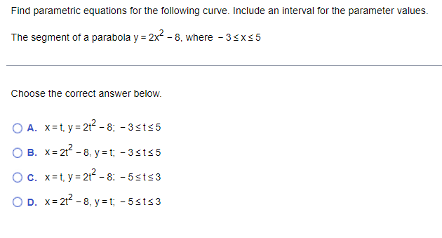 Solved Find parametric equations for the following curve. | Chegg.com