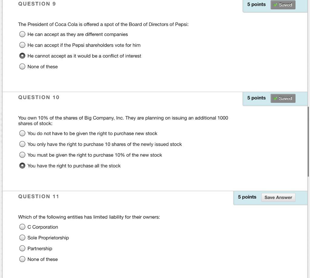 Solved QUESTION 9 5 points Saved The President of Coca Cola | Chegg.com