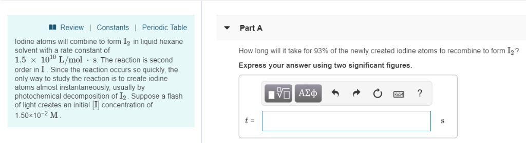 Solved Review Constants Periodic Table PartA odine atoms | Chegg.com