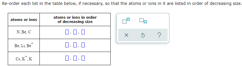 Solved Re-order each list in the table below, if necessary, | Chegg.com