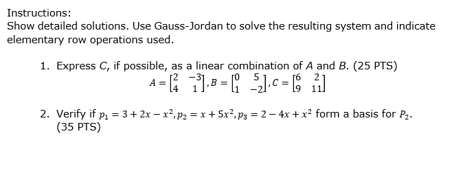 Solved Instructions: Show detailed solutions. Use | Chegg.com