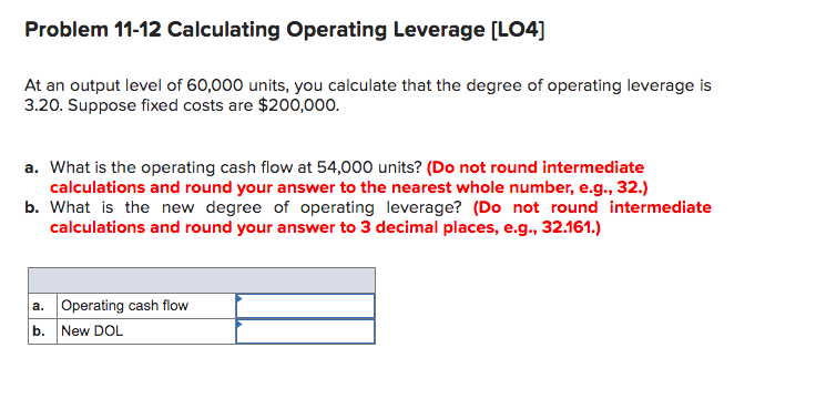 Solved Problem 11-12 Calculating Operating Leverage (LO4] At | Chegg.com