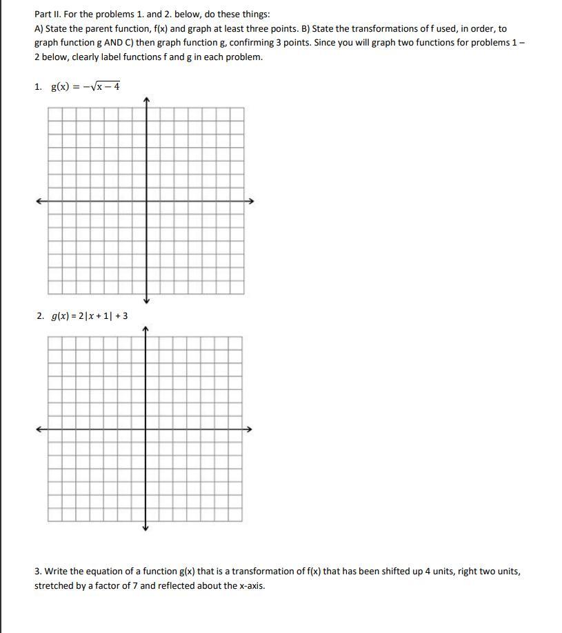 Solved Part II. For the problems 1. and 2. below, do these | Chegg.com