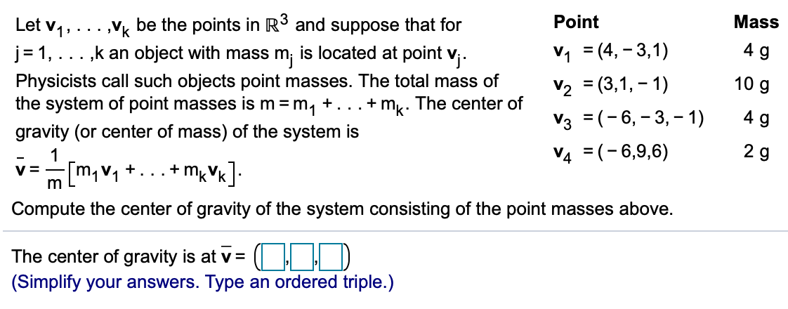 Solved Mass Point Let v1 j 1, . ,k an object with mass m, is | Chegg.com