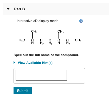 Solved Part A Interactive 3D display mode i CH . HC- -C-CH3 | Chegg.com