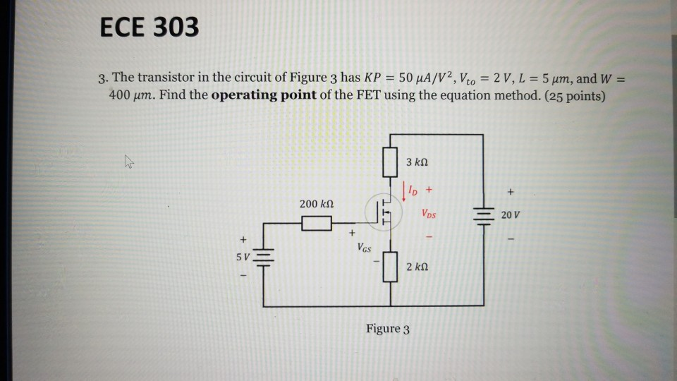 Solved ECE 303 3. The transistor in the circuit of Figure 3 | Chegg.com