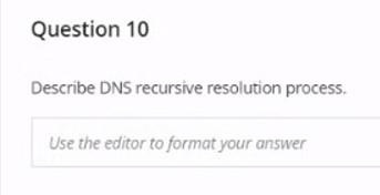 Solved Question 10 Describe DNS recursive resolution | Chegg.com