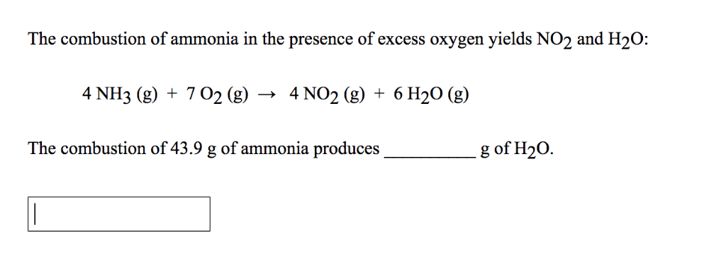 Solved The combustion of ammonia in the presence of excess | Chegg.com