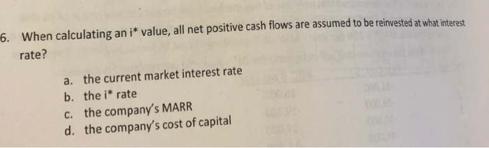 Solved When calculating an i* value, all net positive cash | Chegg.com