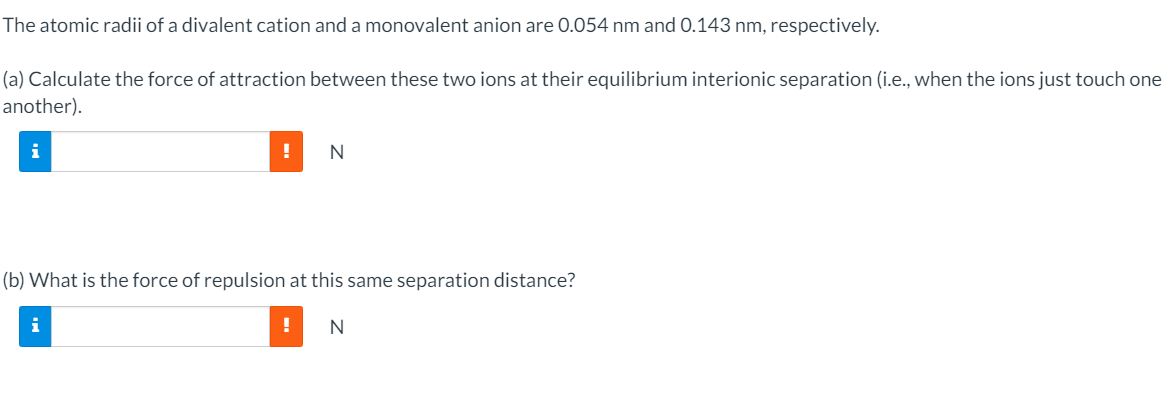 Solved The atomic radii of a divalent cation and a | Chegg.com