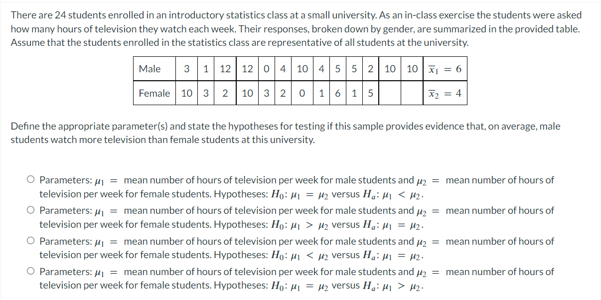 Solved There are 24 students enrolled in an introductory | Chegg.com
