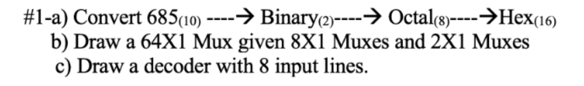 Solved \#1-a) Convert | Chegg.com