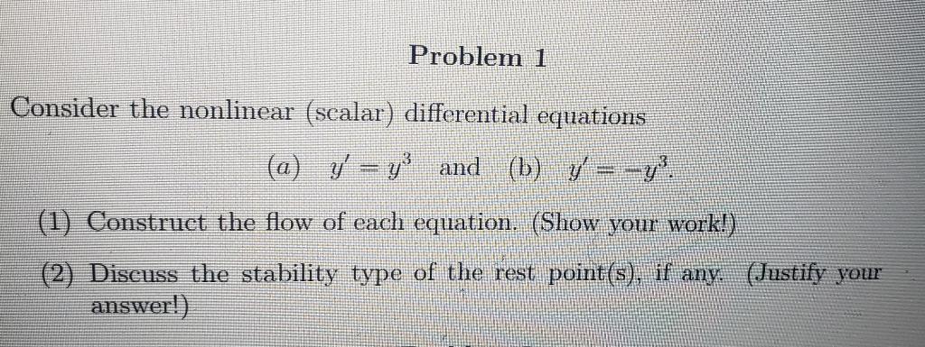 Solved Consider the nonlinear (scalar) differential | Chegg.com