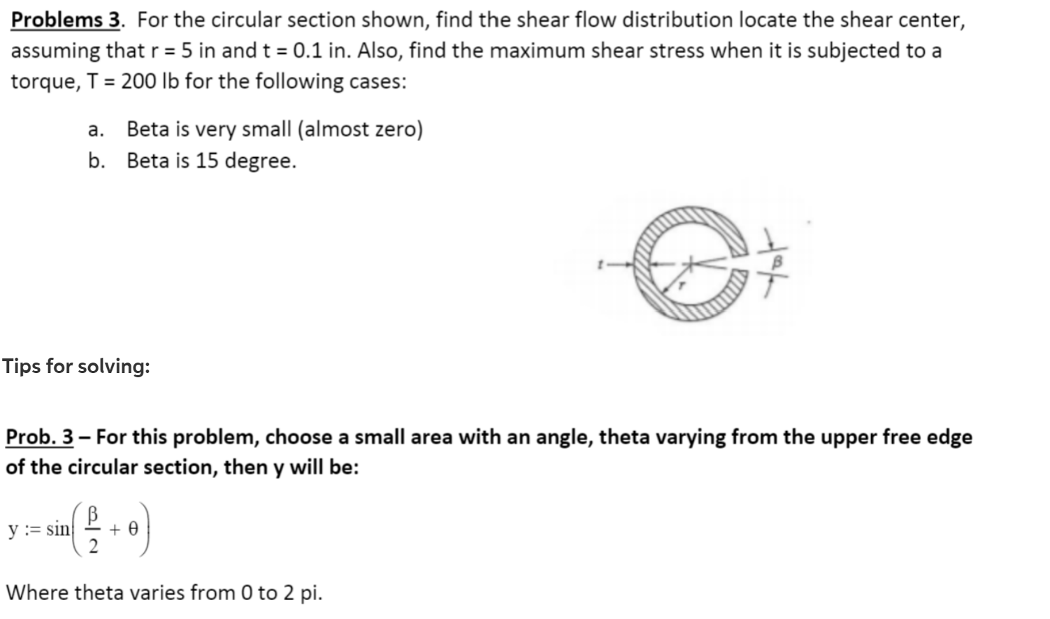 Solved Problems 3. For the circular section shown, find the | Chegg.com