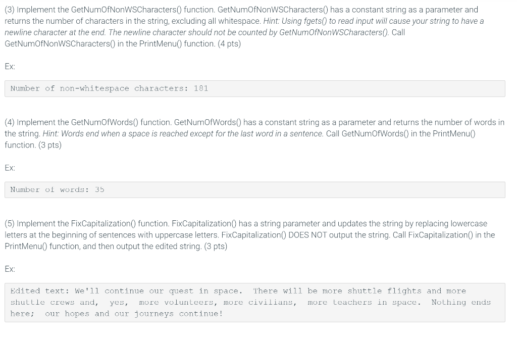 Solved 1 Prompt User Enter String Choosing Store Text String Output String 1 Pt Ex Enter