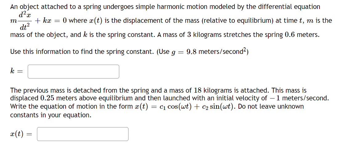 Solved An object attached to a spring undergoes simple | Chegg.com