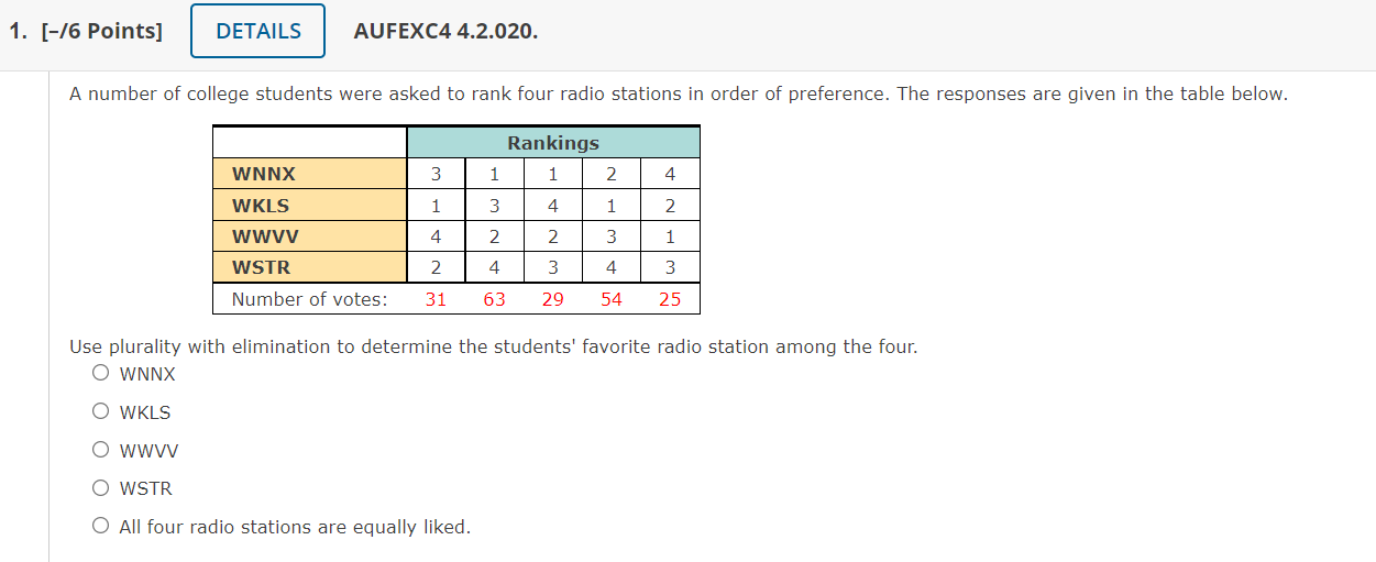 Solved 1. [-16 Points] DETAILS AUFEXC4 4.2.020. A number of | Chegg.com