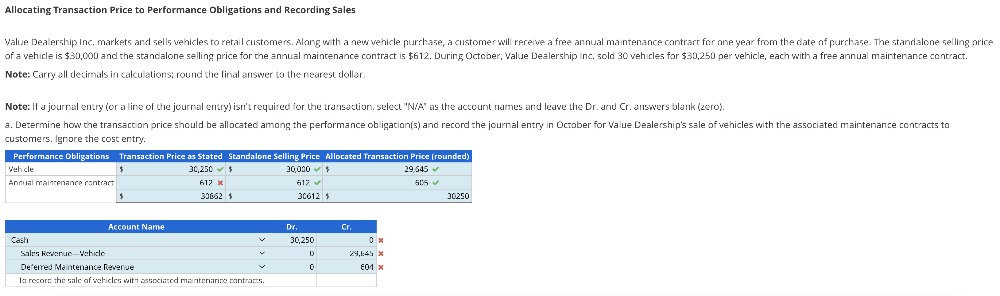 Solved Allocating Transaction Price to Performance | Chegg.com