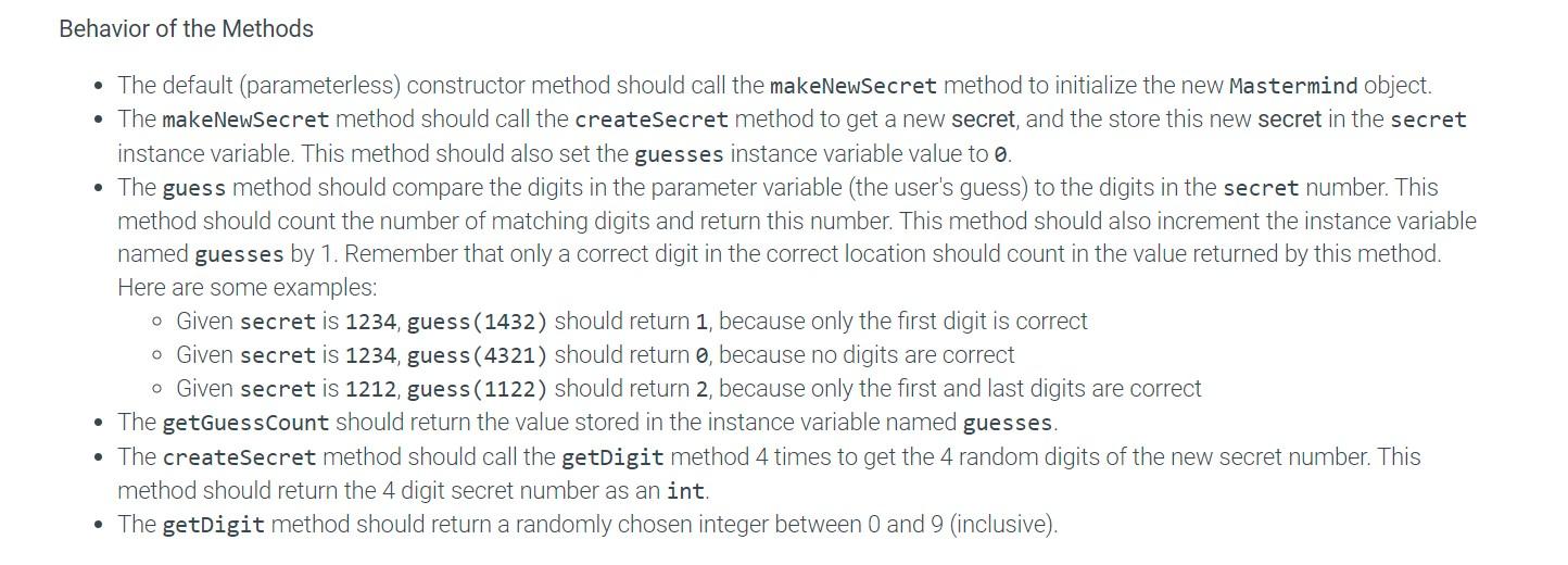 Solved You must complete the Mastermind game program. | Chegg.com