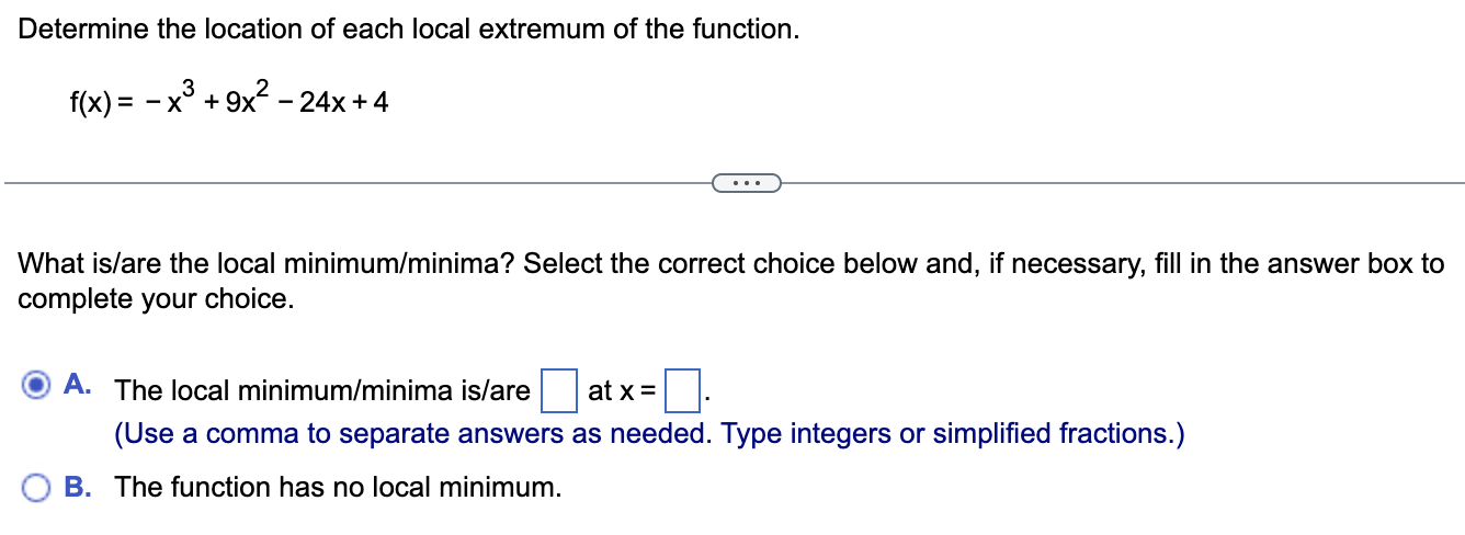 Solved Determine the location of each local extremum of the | Chegg.com