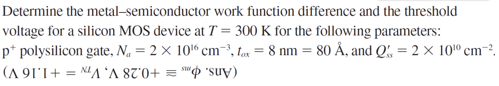 Solved Determine the metal-semiconductor work function | Chegg.com