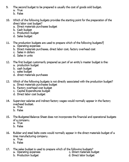 solved-9-the-second-budget-to-be-prepared-is-usually-the-chegg