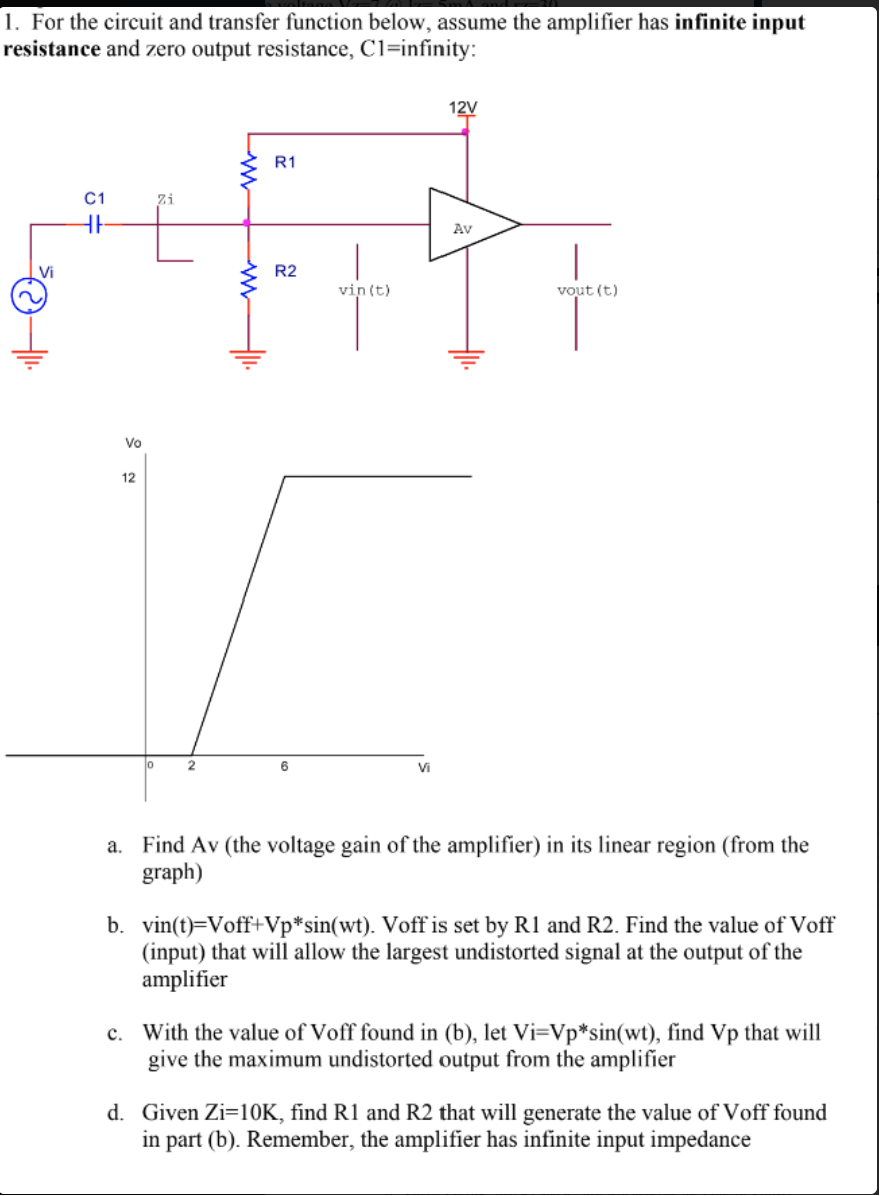 Solved 1. For the circuit and transfer function below, | Chegg.com