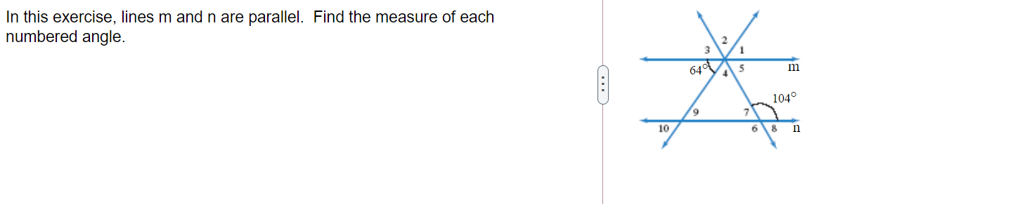 Solved In this exercise, lines m and n are parallel. Find | Chegg.com