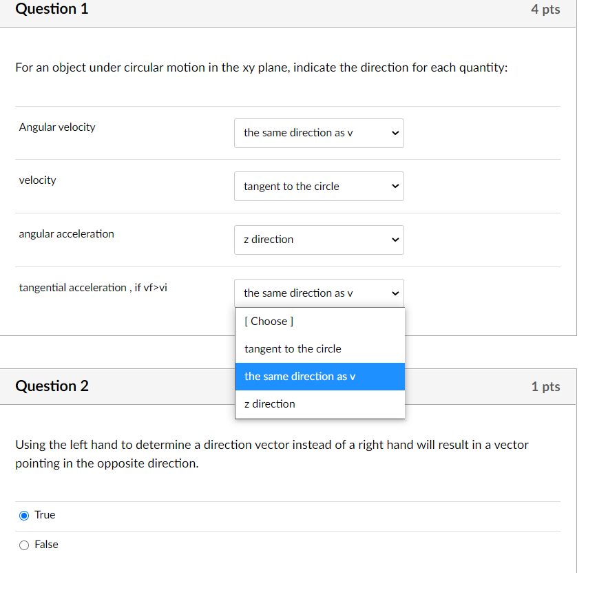 Solved Question 1 4 pts For an object under circular motion | Chegg.com