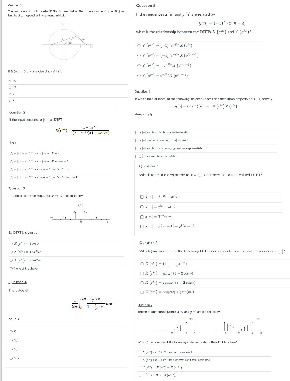Solved Question 1 The zero-pole plot of a first-order IIR | Chegg.com