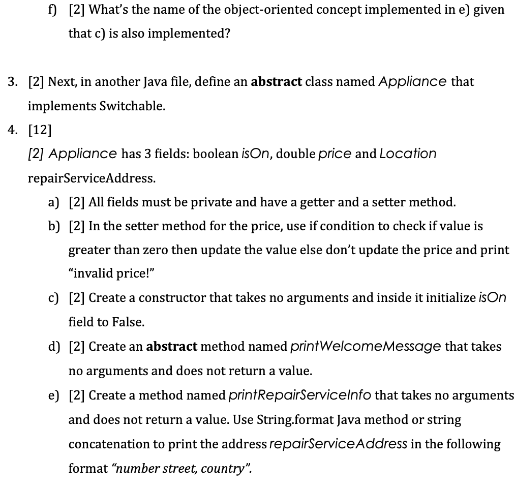 Solved 1. [3] In a separate Java file, define an interface | Chegg.com