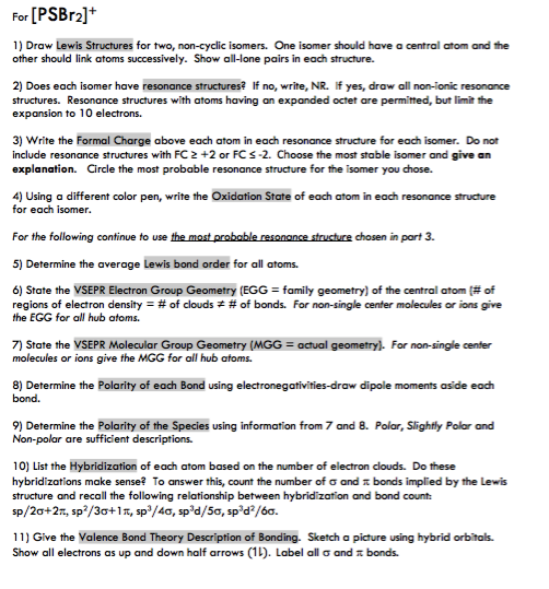Solved For [PSBr2]+ 1) Drow Lewis Structures for two, | Chegg.com