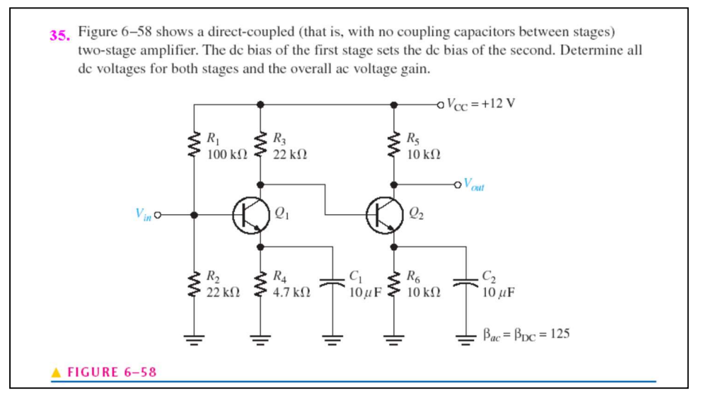 Solved 35. Figure 6−58 shows a direct-coupled (that is, with | Chegg.com