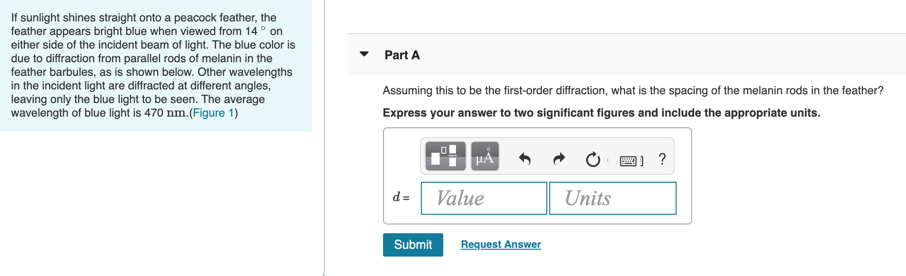 Solved Part A If sunlight shines straight onto a peacock | Chegg.com