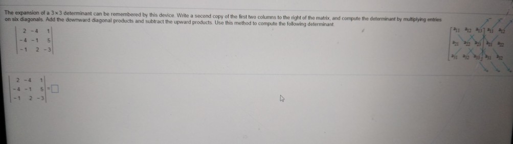 Solved The expansion of a 3x3 determinant can be remembered | Chegg.com